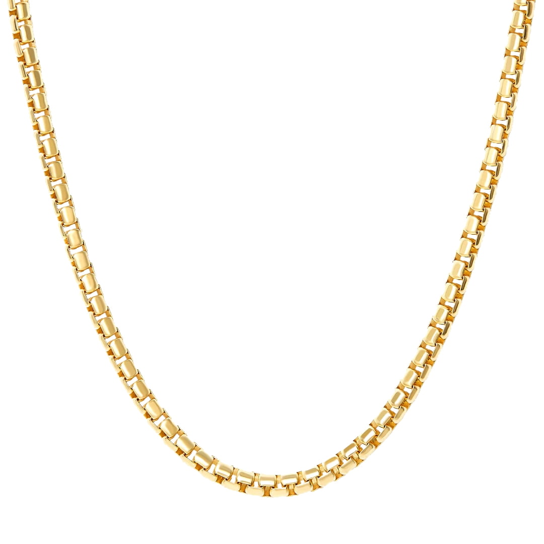 14K Yellow Gold 3.5MM Hollow Round Box Chain Necklace, Next Level ...
