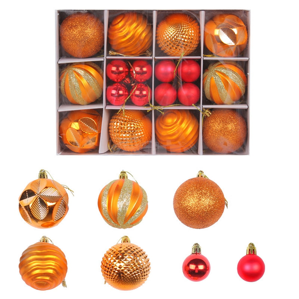 Pretty Comy Orange Christmas Balls Set 26PCS Shatterproof Plastic ...