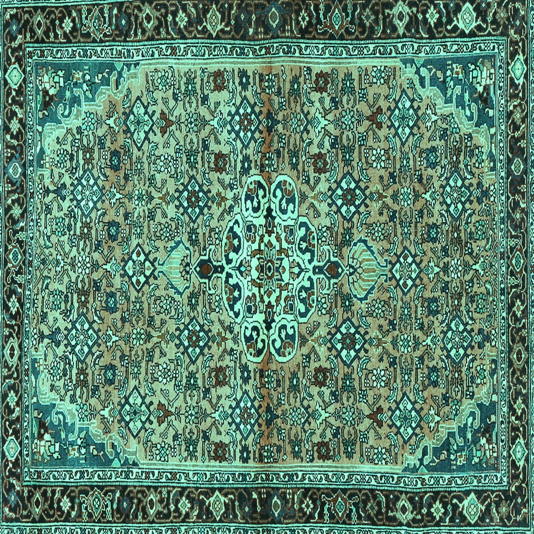 Ahgly Company Machine Washable Indoor Square Persian Turquoise Blue ...