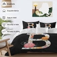 Black Letter B Flower Duvet Cover Set Queen Size, Watercolor Alphabet B ...