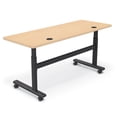 MooreCo Height Adjustable Flip Top Table 60x24 Fusion Maple Top Black ...