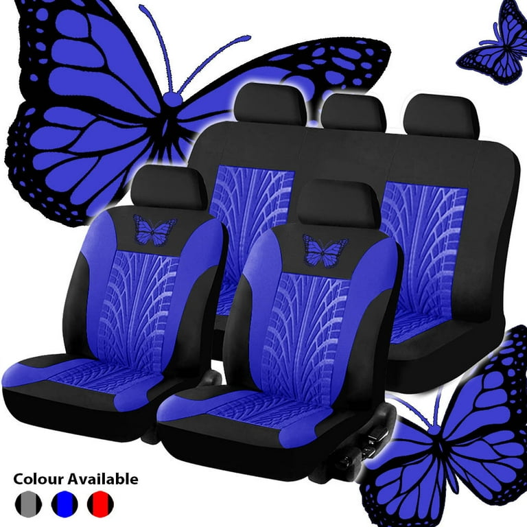 Blue butterfly car seat covers store