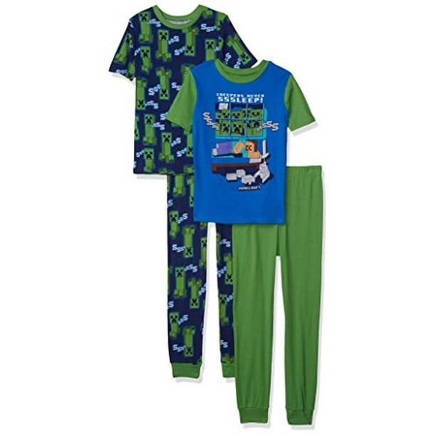 Minecraft - Minecraft Boys' 4-Piece Cotton Pajama Set, Sound Asleep, 6 ...
