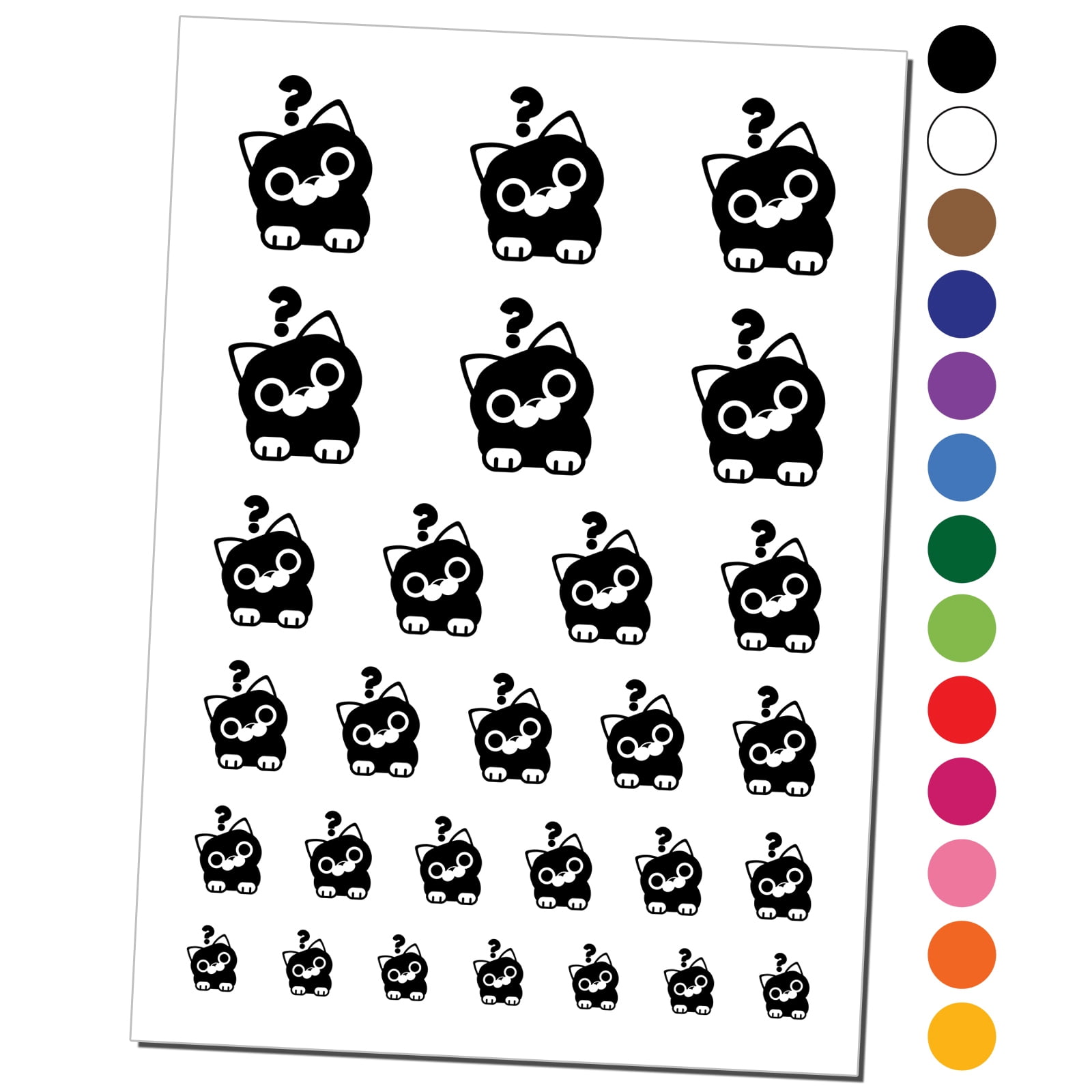 Round Cat Curious Water Resistant Temporary Tattoo Set Fake Body Art ...