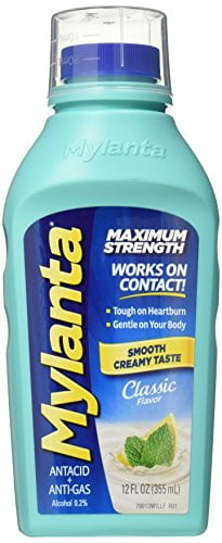Mylanta Maximum Strength Liquid Antacid + Anti-Gas, Classic Flavor, 12 ...