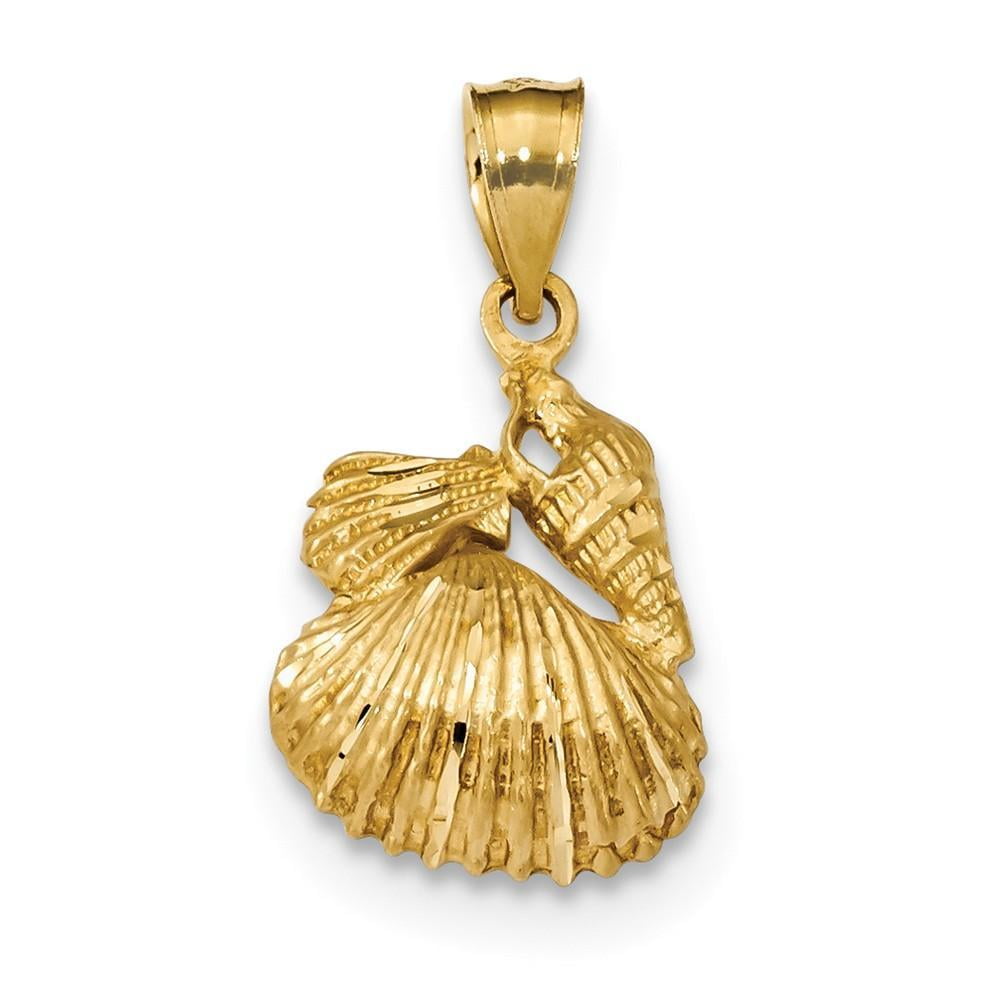 Click here for Bijou 14k Yellow Gold Solid Satin D. C Shell Penda... prices