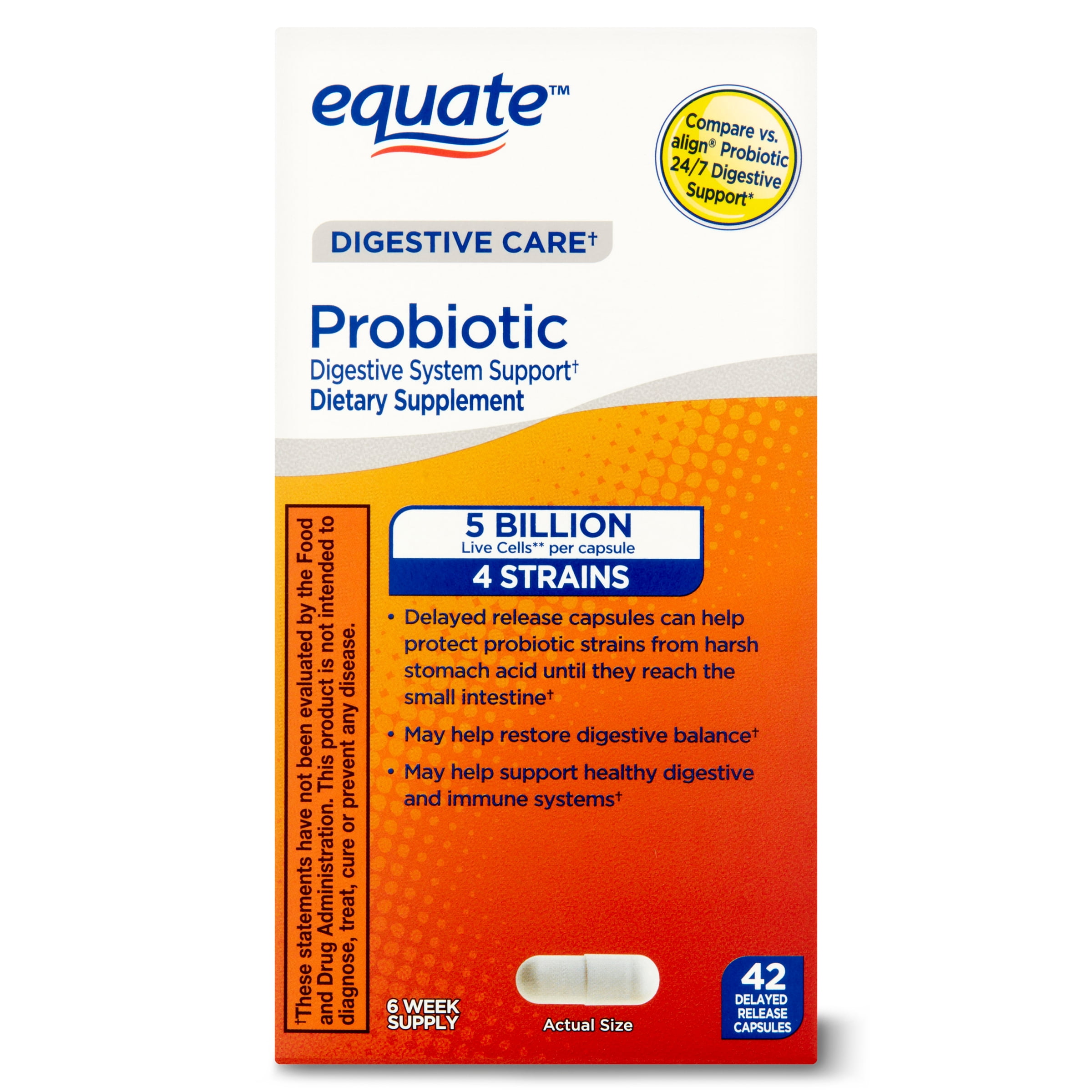 Equate Digestive Care Probiotic Digestive System Support Delayed ...