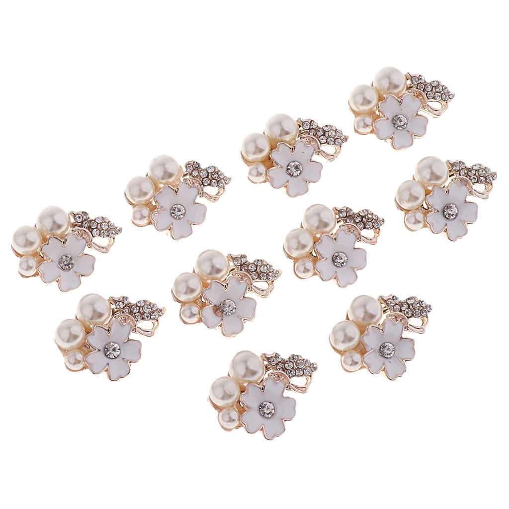 10x Pearl Button Flatback Embellishments Crafts White - Walmart.com