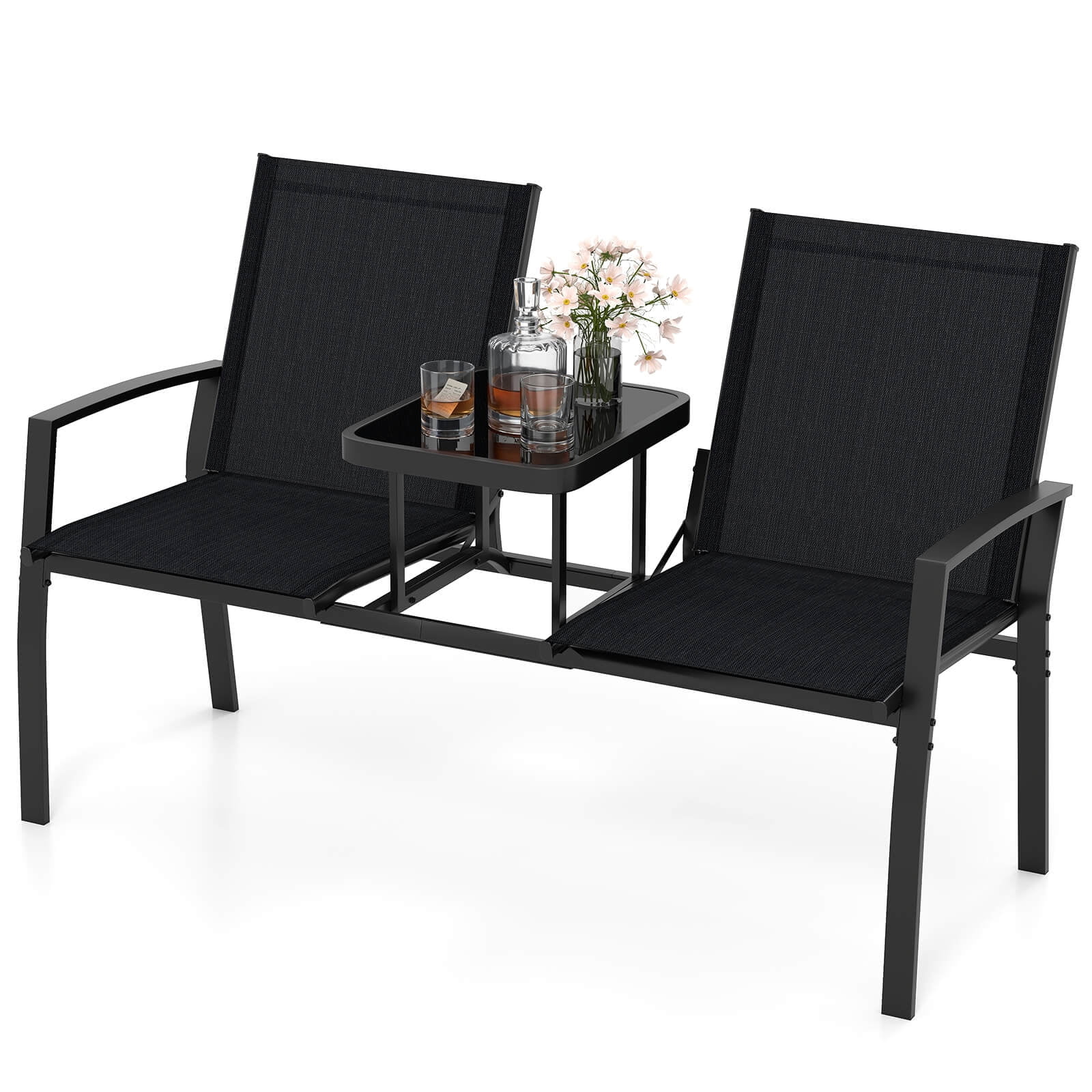 Click here for Costway Patio Loveseat With Built-In Table  Breath... prices
