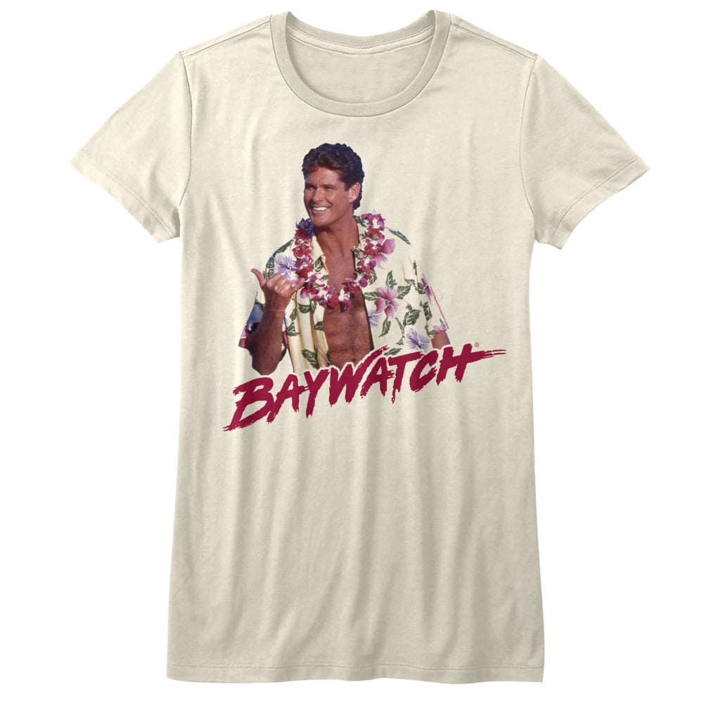 Baywatch 90s Drama Series Hoff Lei 1989 Beach Patrol Junior T-Shirt Tee ...