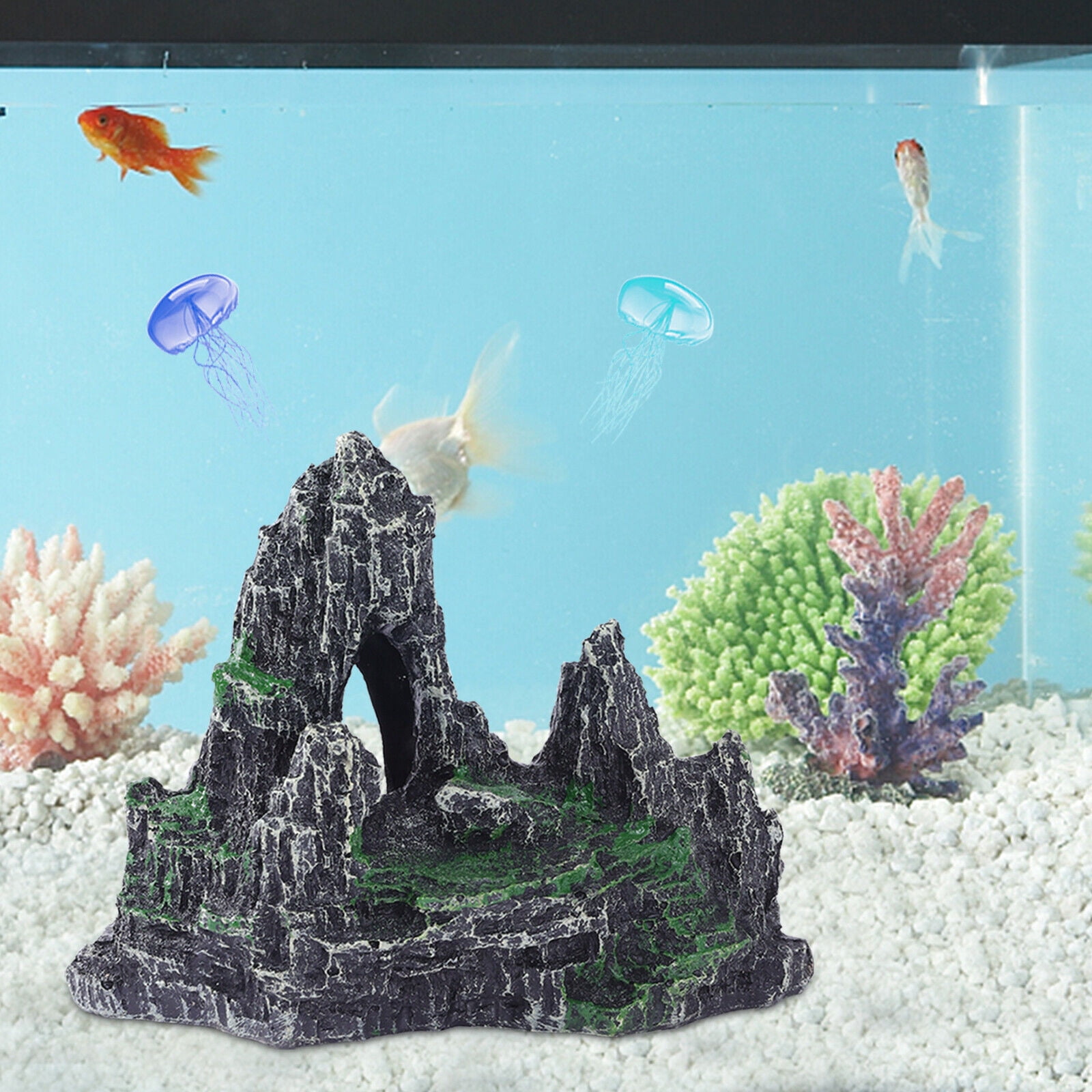 Miumaeov Aquarium Rockery Decoration Fish Tank Artificial Resin Rockery ...