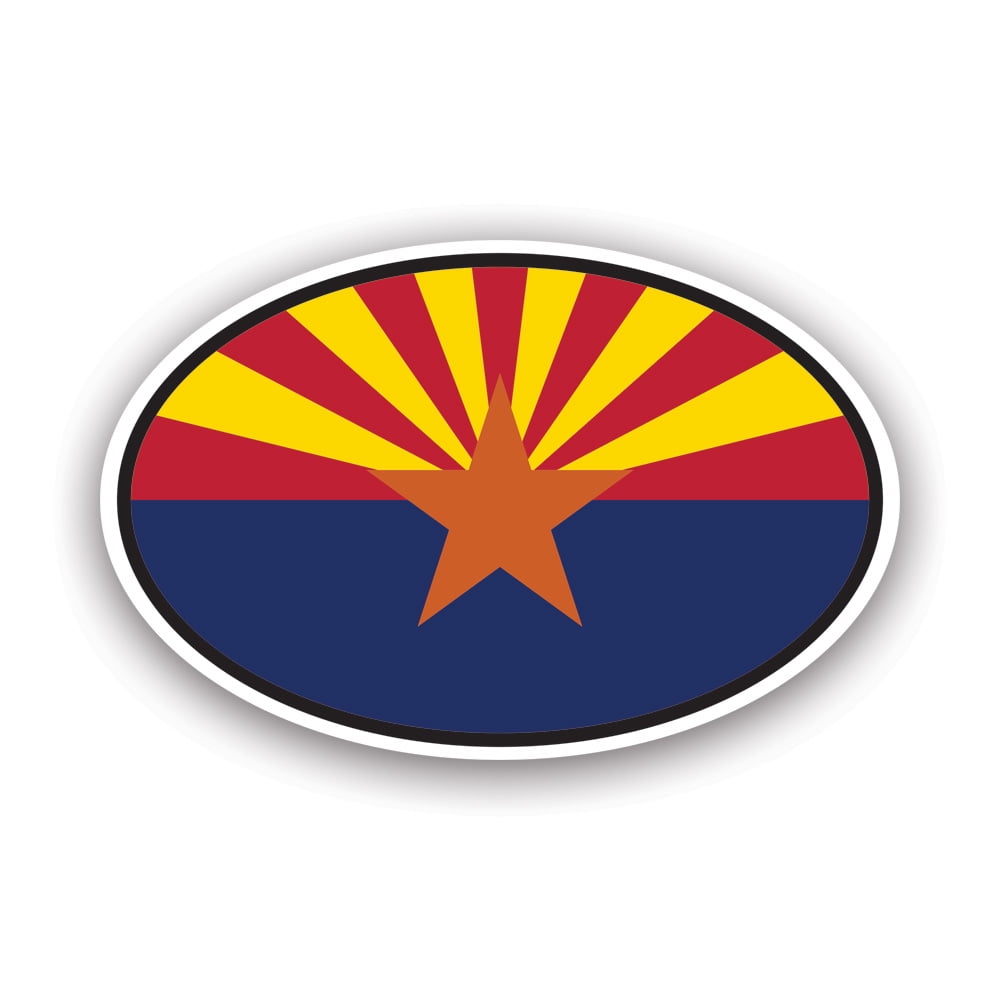 Arizona Flag Oval Sticker Decal - Self Adhesive Vinyl - Weatherproof ...
