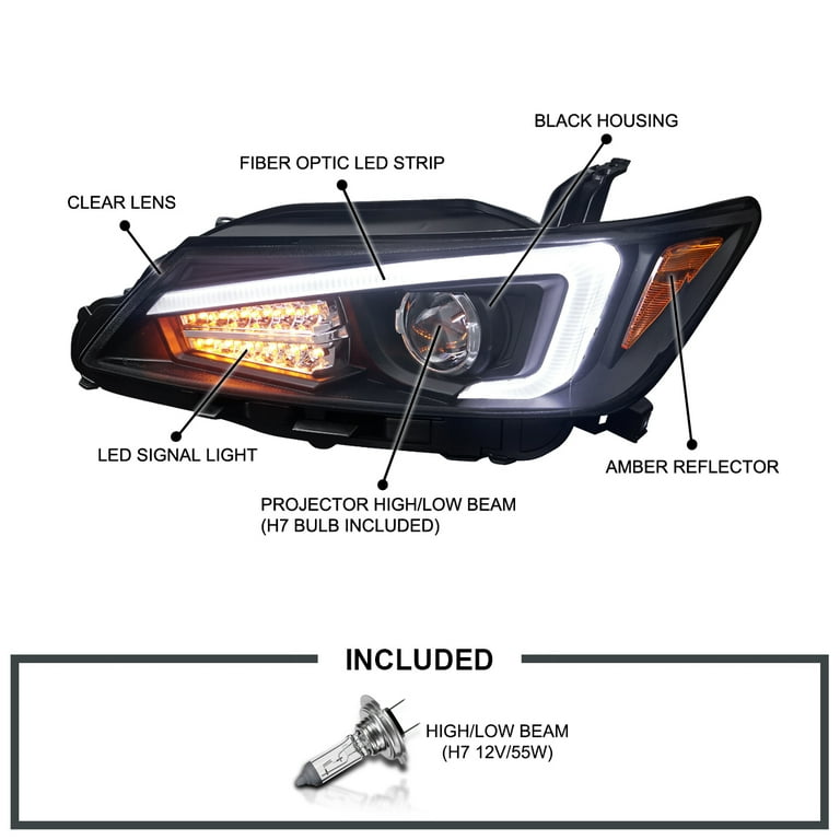Spec D Tuning 2LHP TC11JM TM Scion TC Projector Headlights with LED Light Bar Black