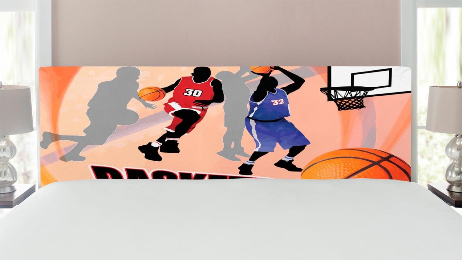 Basketball Headboard, Basketball Action Players on Abstract Background ...
