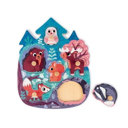 Click here for Janod Happy Forest Wood Peg Puzzle - 6 Pieces - Ag... prices