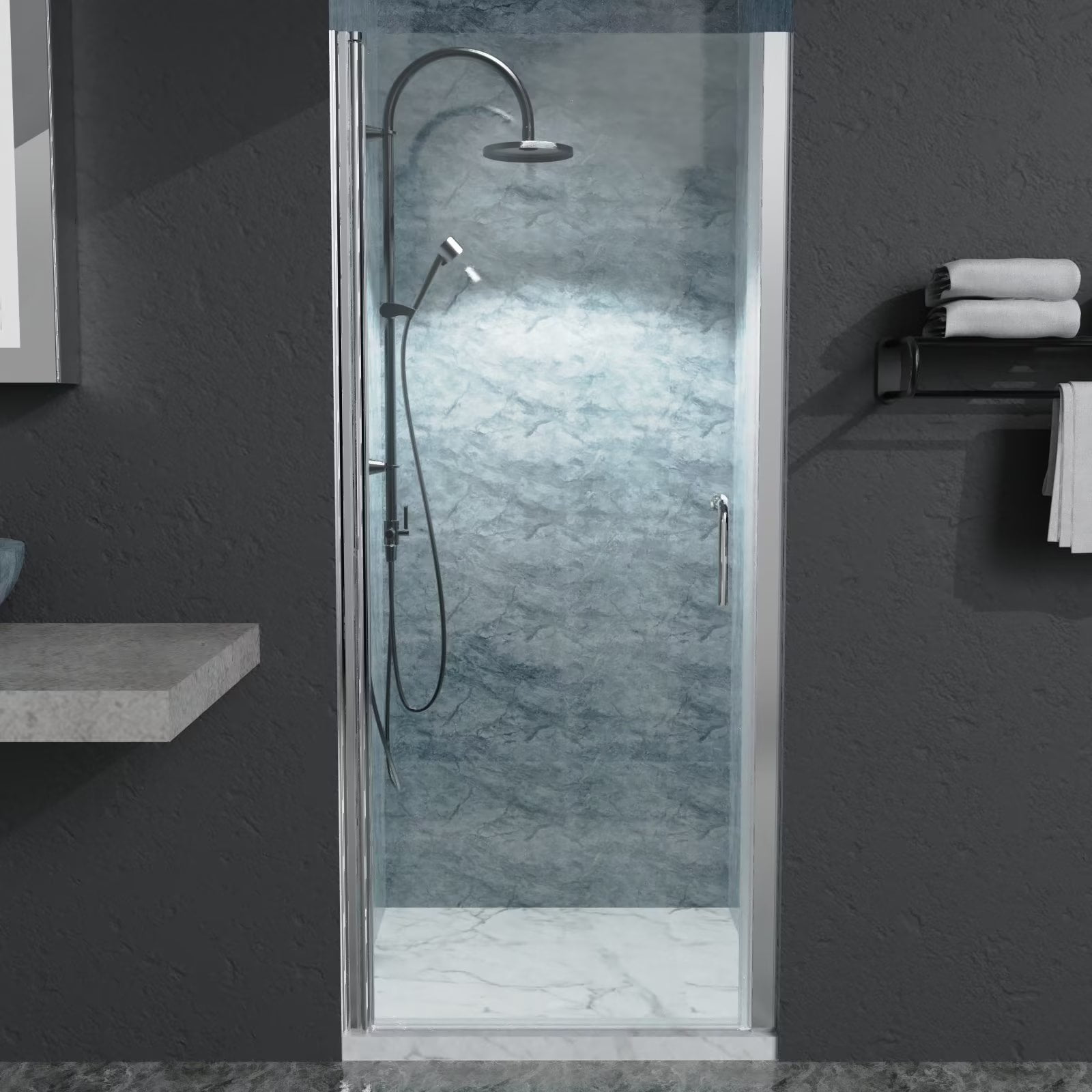 32" x 72" Pivot Glass Shower Door with Tempered Glass Swing Bathroom ...