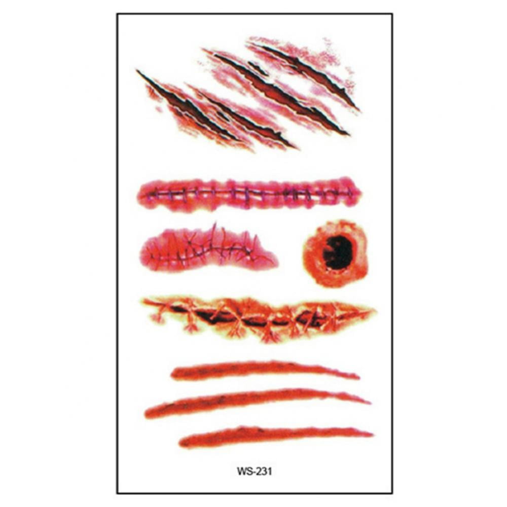 TINKER 1PCS Horror Realistic Fake Bloody Wound Stitch Scar Scab ...