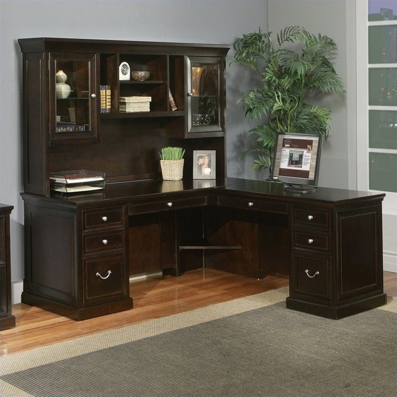 Martin Furniture Fulton 68" RHF L-Shaped Desk with Hutch in Espresso ...