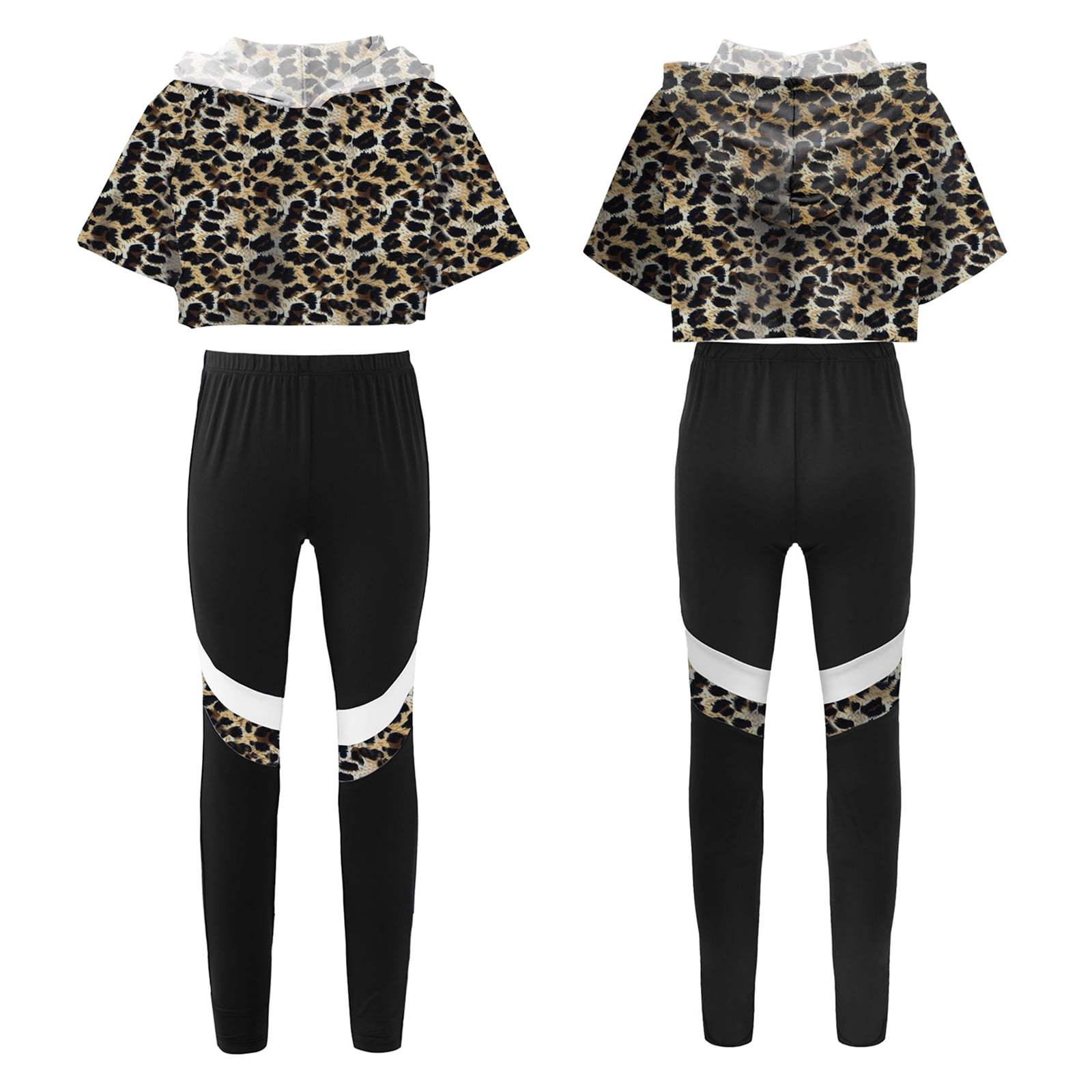 MSemis Kids Girls Athletic Set Hoodie Crop Top Leggings Pants - Walmart.com