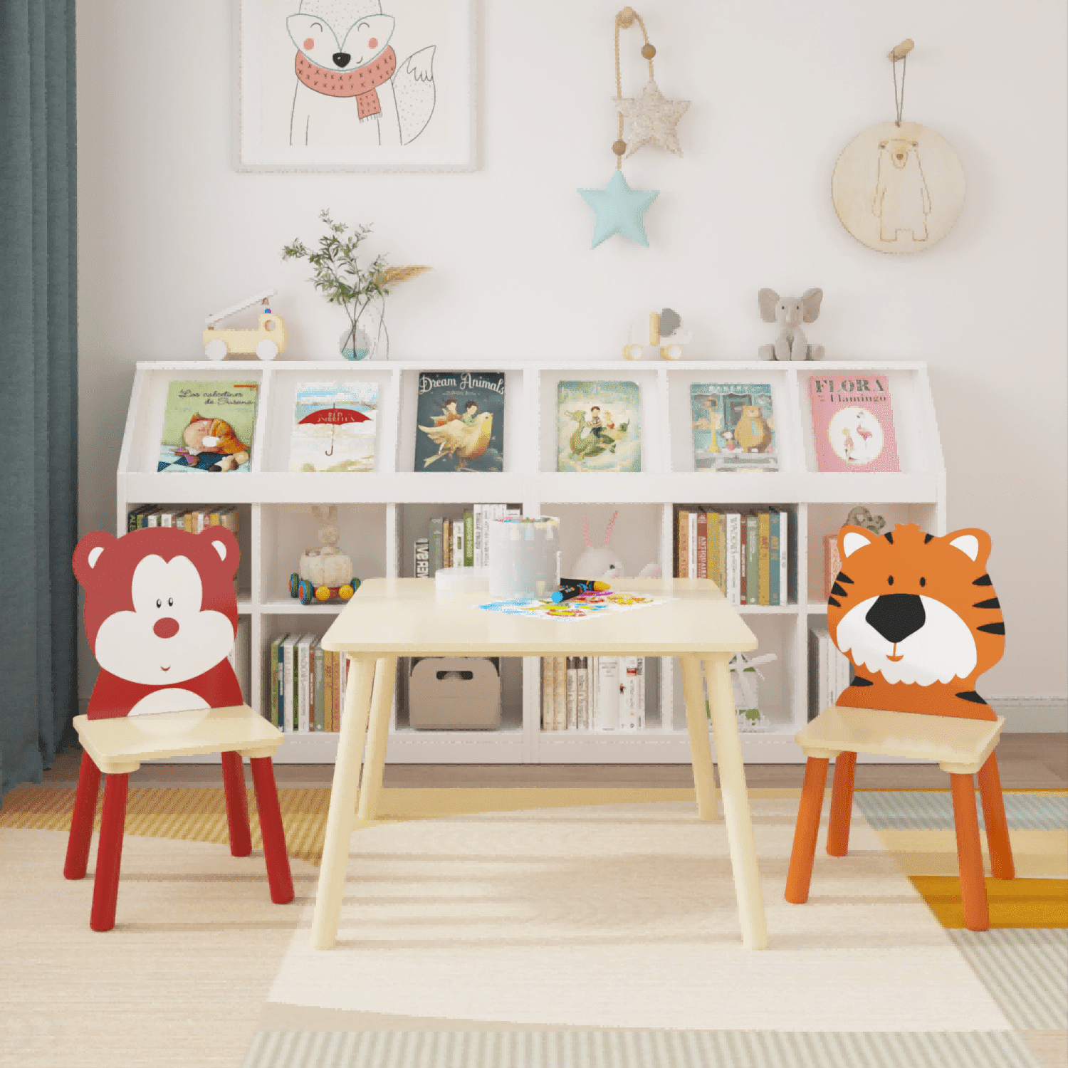 Kidsbuddy Kids Table and 2 Chairs Set 3 Pieces Toddler Table and Chair ...