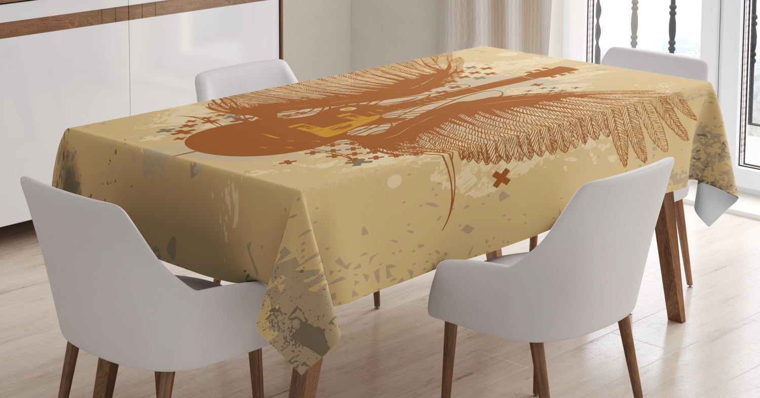 Classic Rock Tablecloth, Electric Guitar with Wings Design on Grungy ...