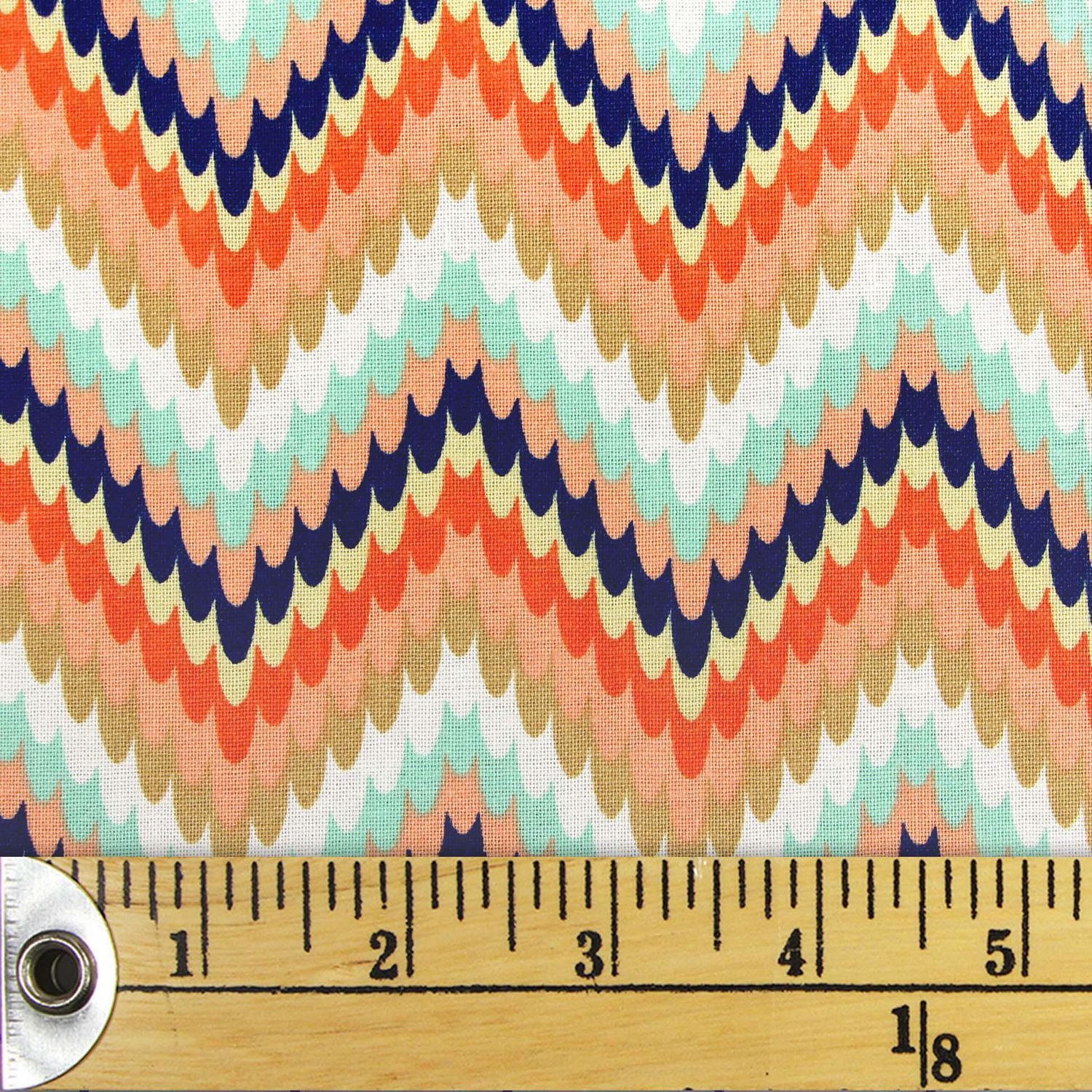 Click here for Fabric Creations Colourful Scalloped Chevrons Fat... prices