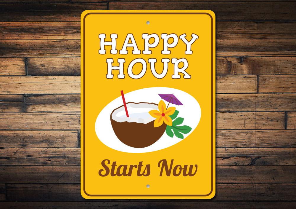 Happy Hour Novelty Sign, Metal Wall Decor - 10x14 inches - Walmart.com