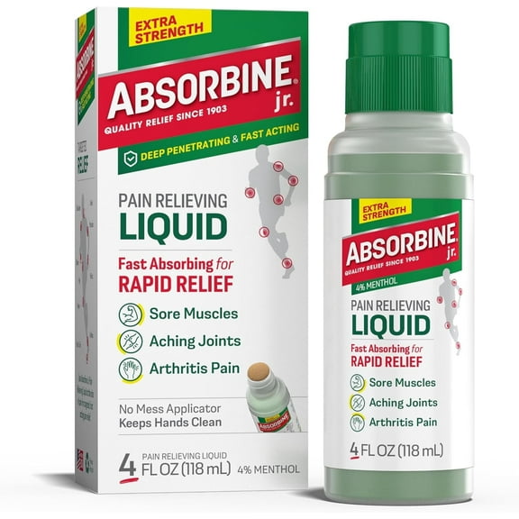 Absorbine Jr., Fast Absorbing Pain Relieving Liquid, 4oz, 2-Pack, Extra ...