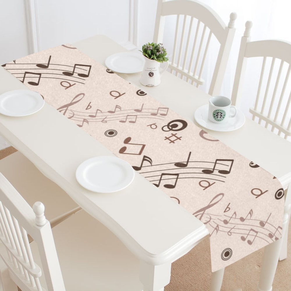YUSDECOR Musical Notes Table Runner for Office Kitchen Dining Wedding ...