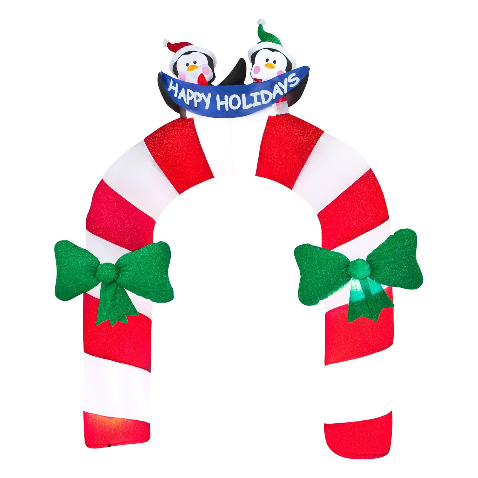 Gemmy Airblown Archway Mixed Media Candy Cane with Penguin Inflatable ...