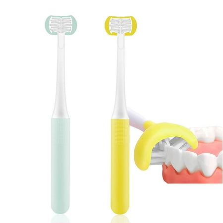 HEIBIN 2 Pieces 3 Sided Autism Toothbrush Three Bristles for Special ...