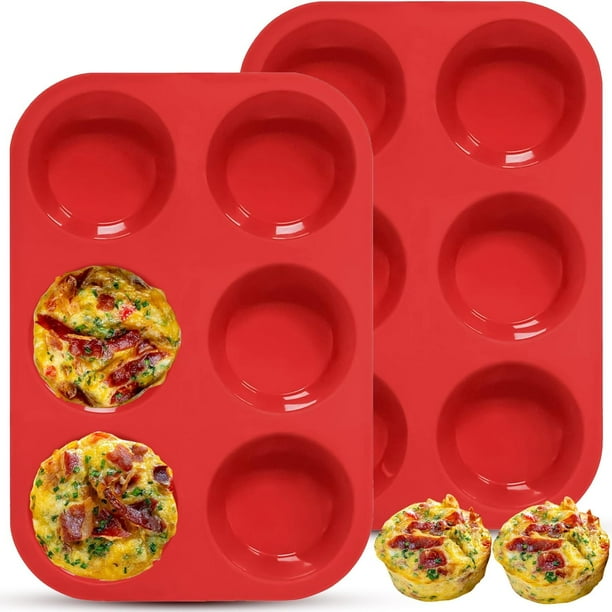 SURJDE Versatile Silicone Muffin Pan-6 Cups Non-Stick Cupcake Pan for ...
