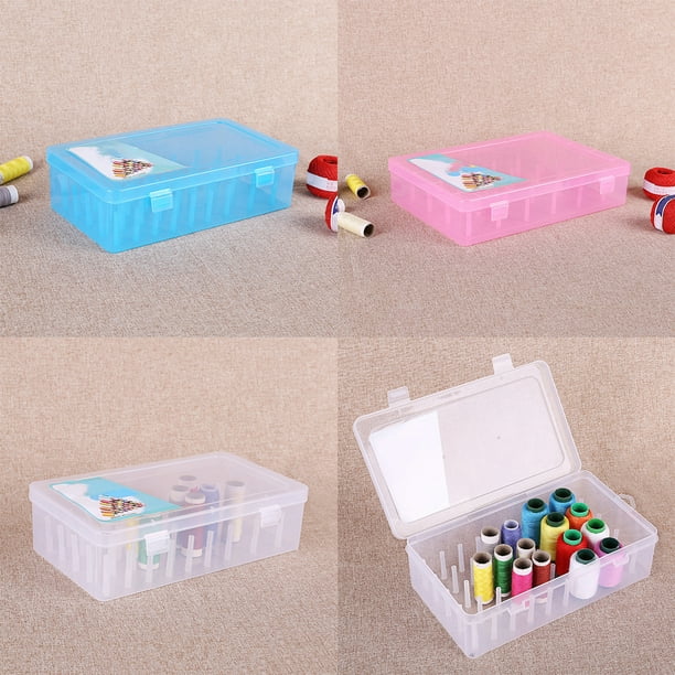 Sewing Thread Box 42 Spools Large Capacity Plastic Storage Carrying ...