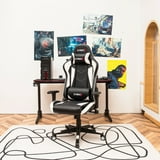 Gymax Ergonomic Gaming Chair, Adjustable Swivel, PVC, Black & White ...