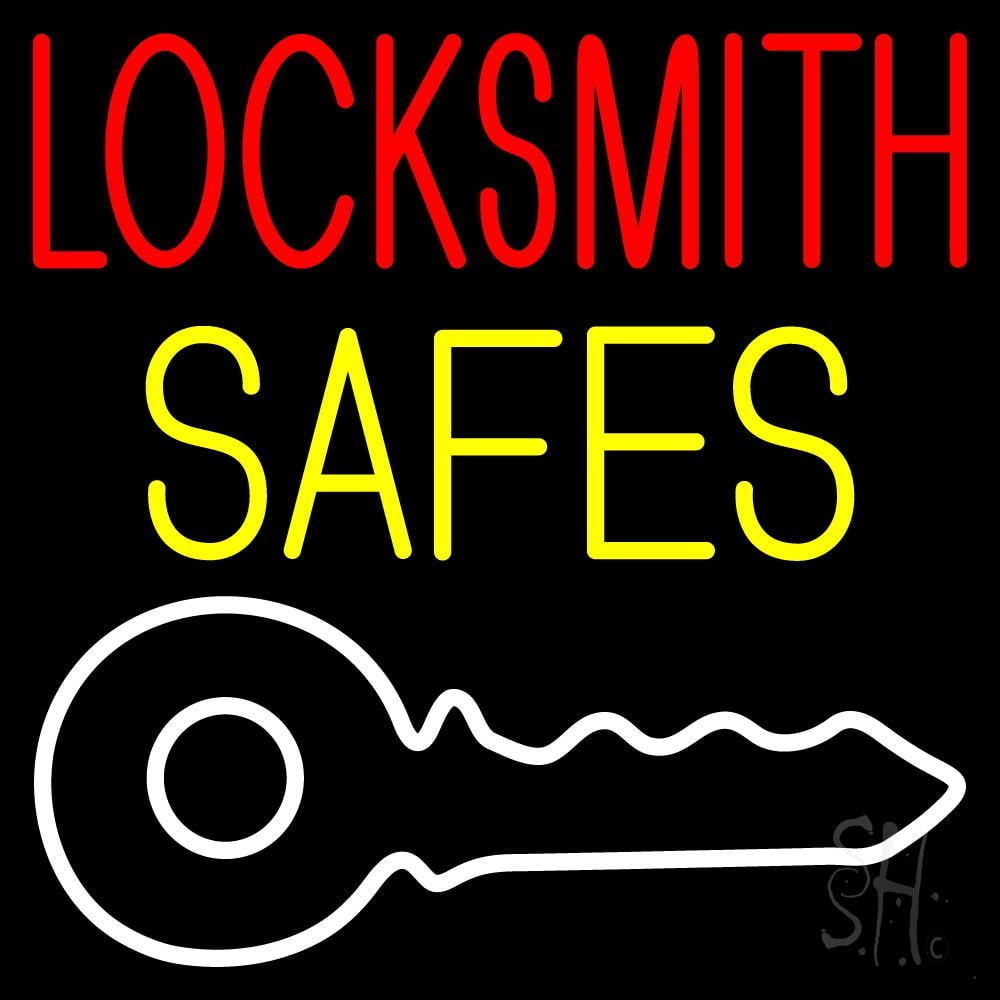 Locksmith Safes Key Logo 1 LED Neon Sign 24" Tall x 24" Wide - inches ...