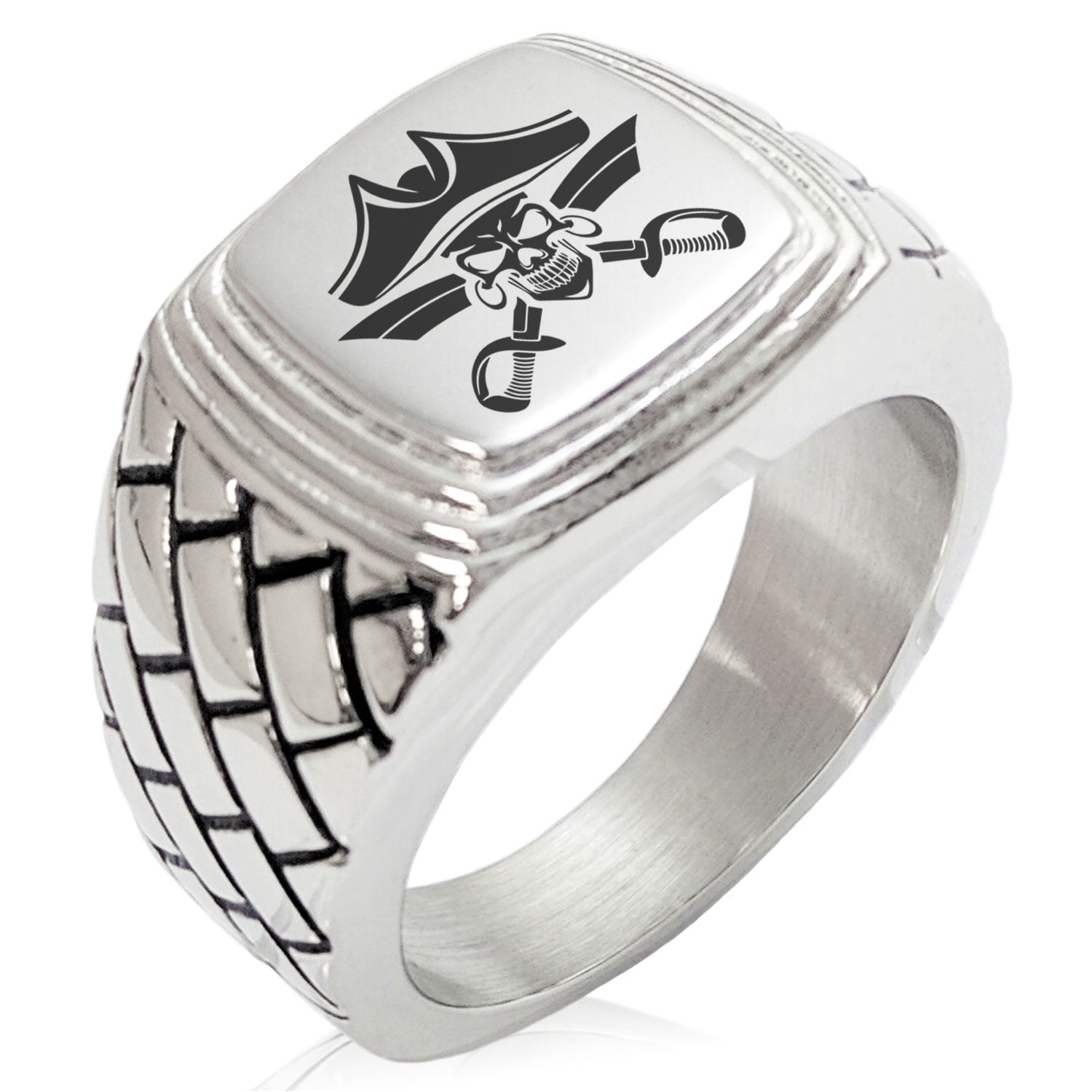 Stainless Steel Jolly Roger Skull Pirates Cross Swords Geometric ...