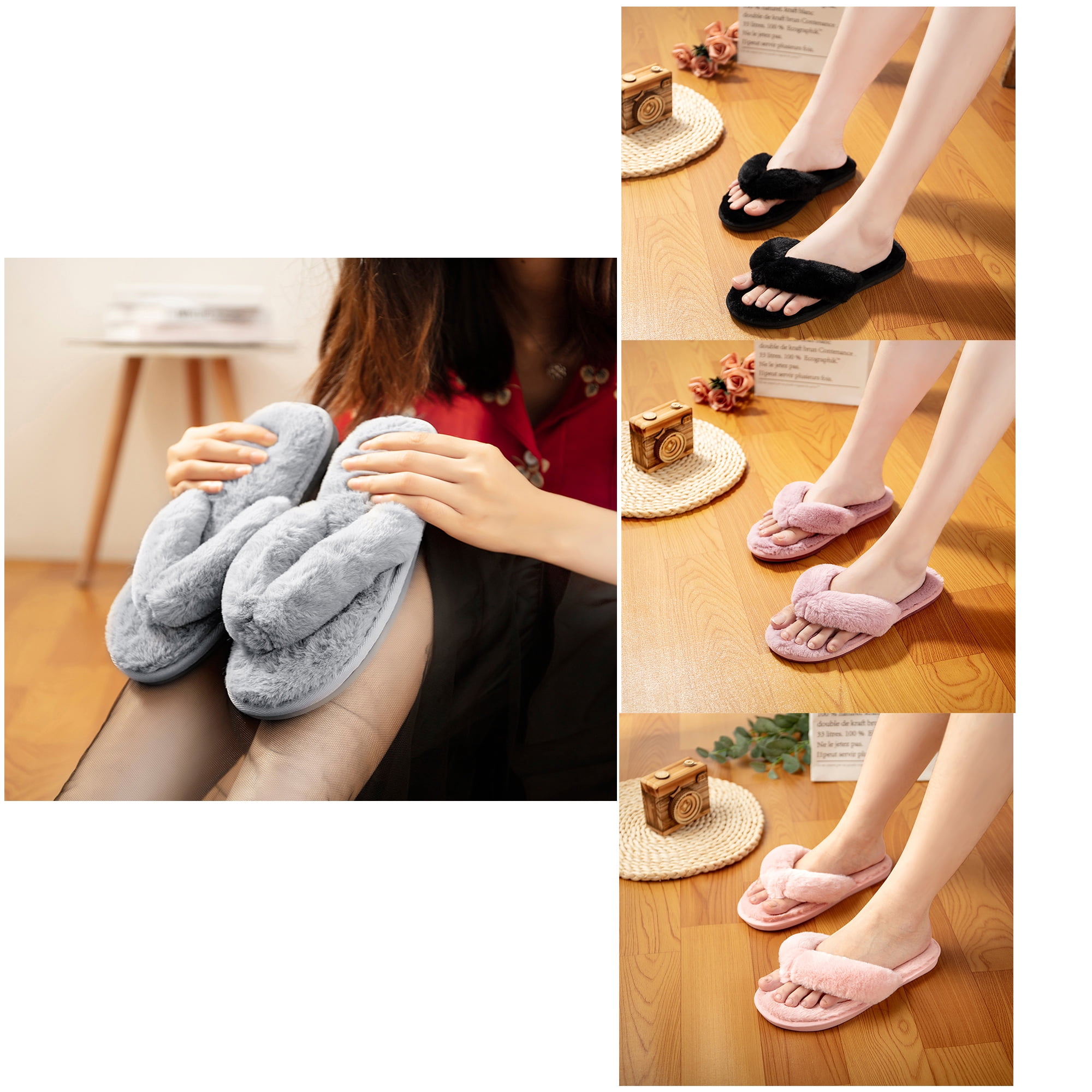 Focussexy Womens Flip Flops Slippers Memory Foam Spa Thongs Flip