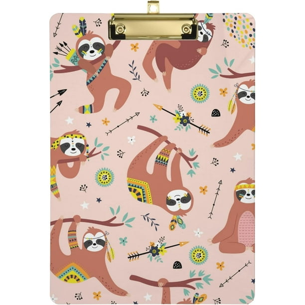 KXMDXA Cute Cartonn Sloths Clipboard Hardboard Wood Nursing Clip Board ...