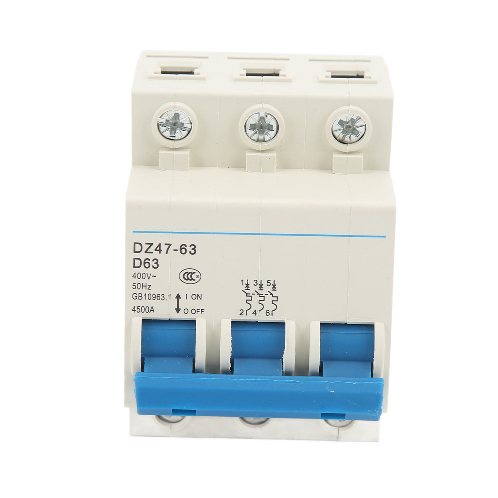 Circuit Breaker 3P MCB DIN Rail Mount 4500A Breaking Capacity 400V 63A ...