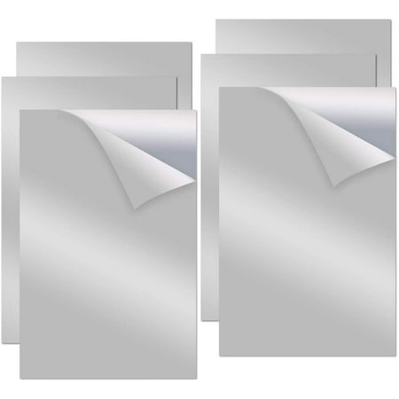 6 Pcs 6" x 9" Mirror Stickers, Mirror Sheet Self Adhesive Mirror ...