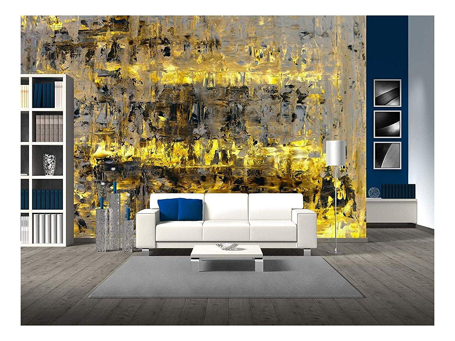 Wall26 Brown and Yellow Abstract Art Painting - Removable Wall Mural ...