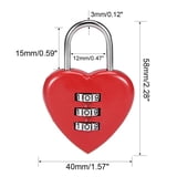 3 Digit Combination Padlock, 3mm Shackle, Zinc Alloy Heart Shaped Lock ...