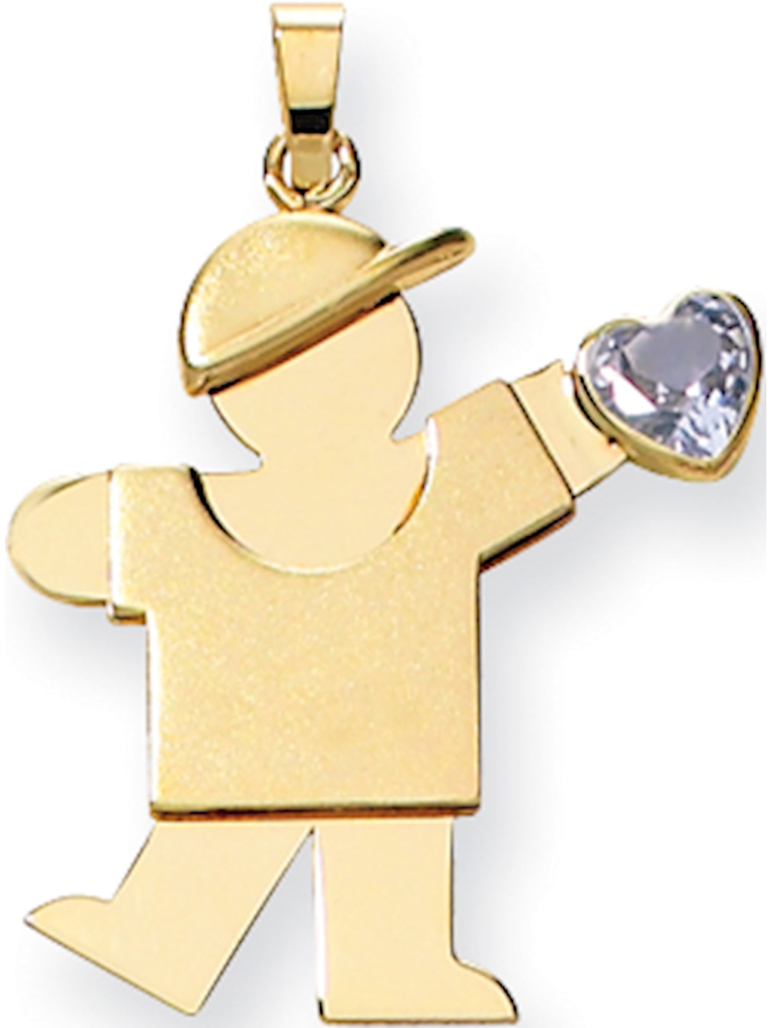 14k Yellow Gold Boy with CZ March Birthstone (22x30mm) Pendant / Charm ...