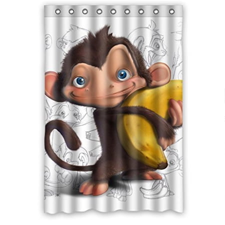 TOUXIHAA Cartoon Monkey Hug Banana Cute Little Monkey Shower Curtain ...