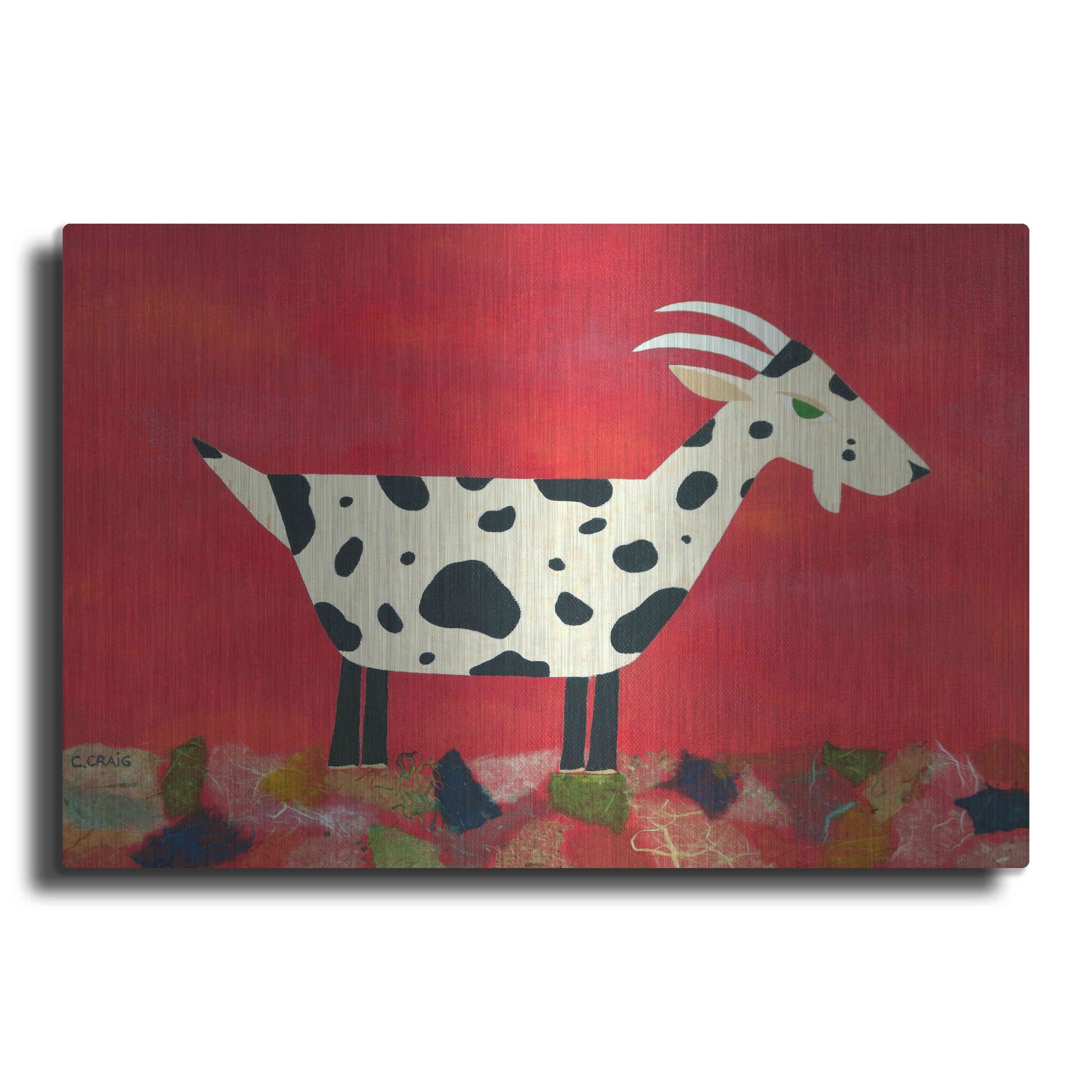 Luxe Metal Art 'Vincent Van Goat by Casey Craig Metal Wall Art, 24"x16 ...