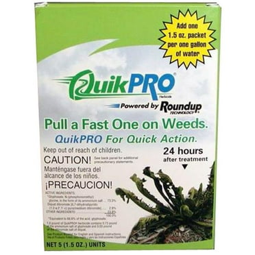 Roundup Quikpro Weed Killer Herbicide 73.3% 1 Packet Per Gallon, 5 ...