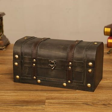 Wooden Pirate Treasure Chest 8.7x"5.5"x5.5" Decorative Storage Box ...