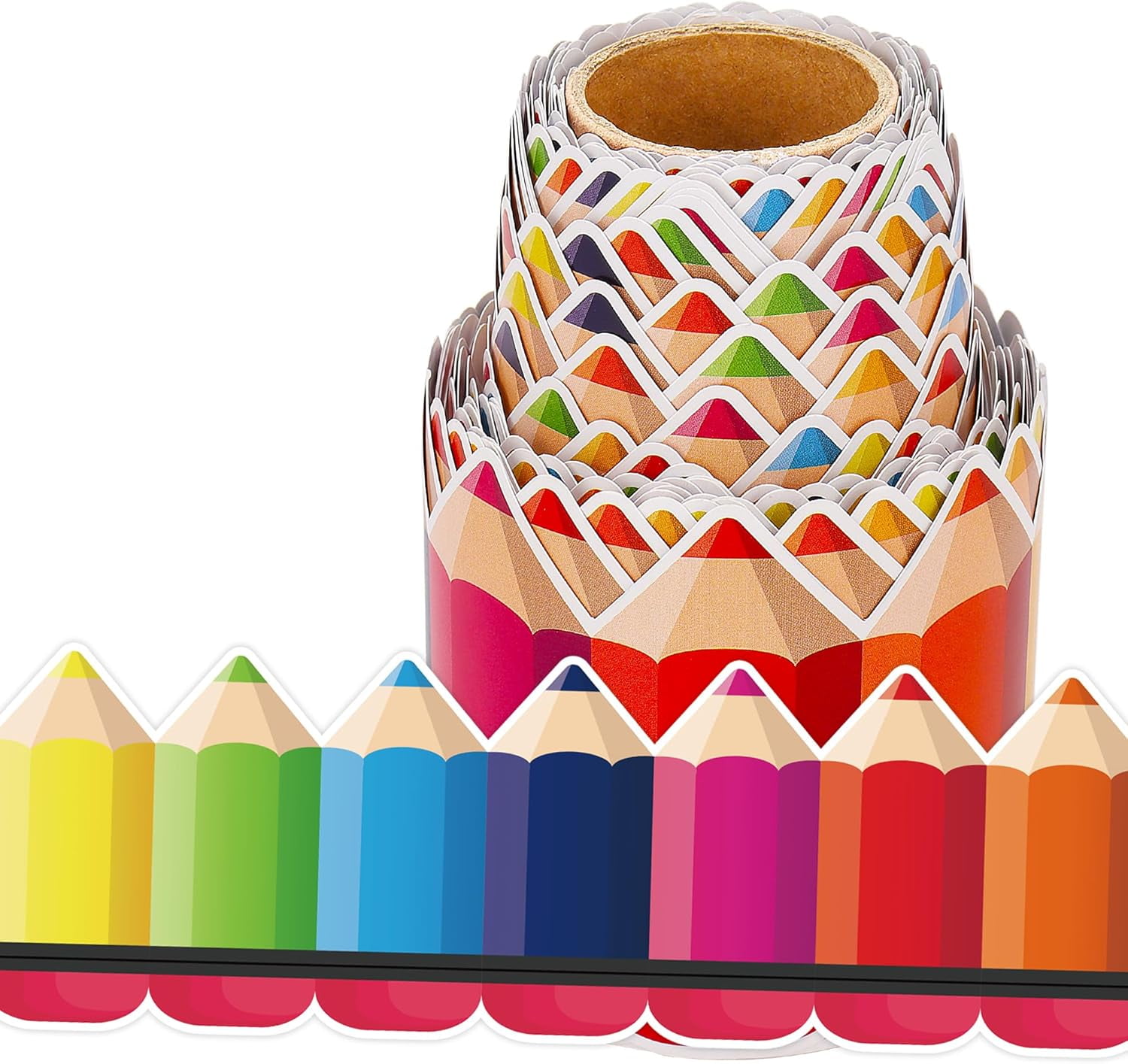 shiyou-Wonmon 36 Ft Pencils Bulletin Board Border Roll, Colorful Pencil ...