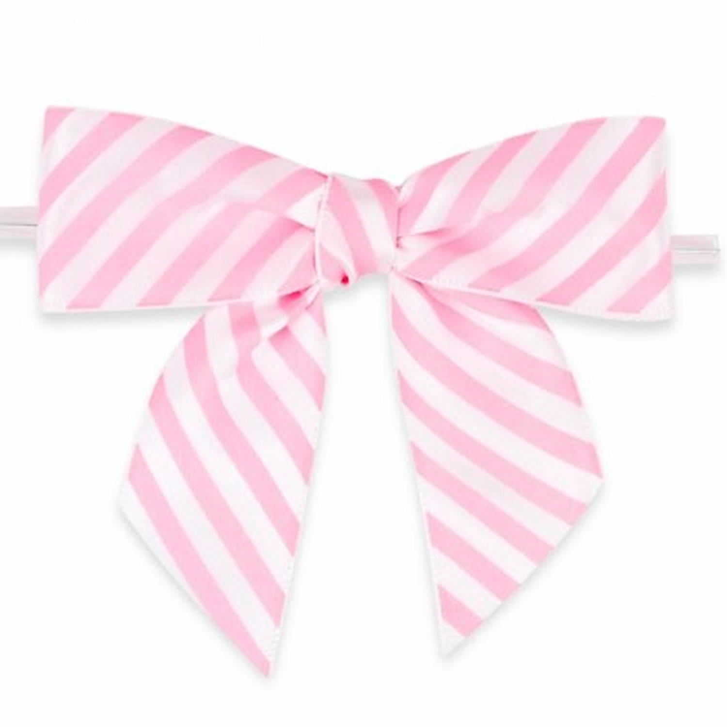 Weststone 50pcs Satin Pink Striped Bows 3 1/2" Span x 2" Tail, Ribbon ...