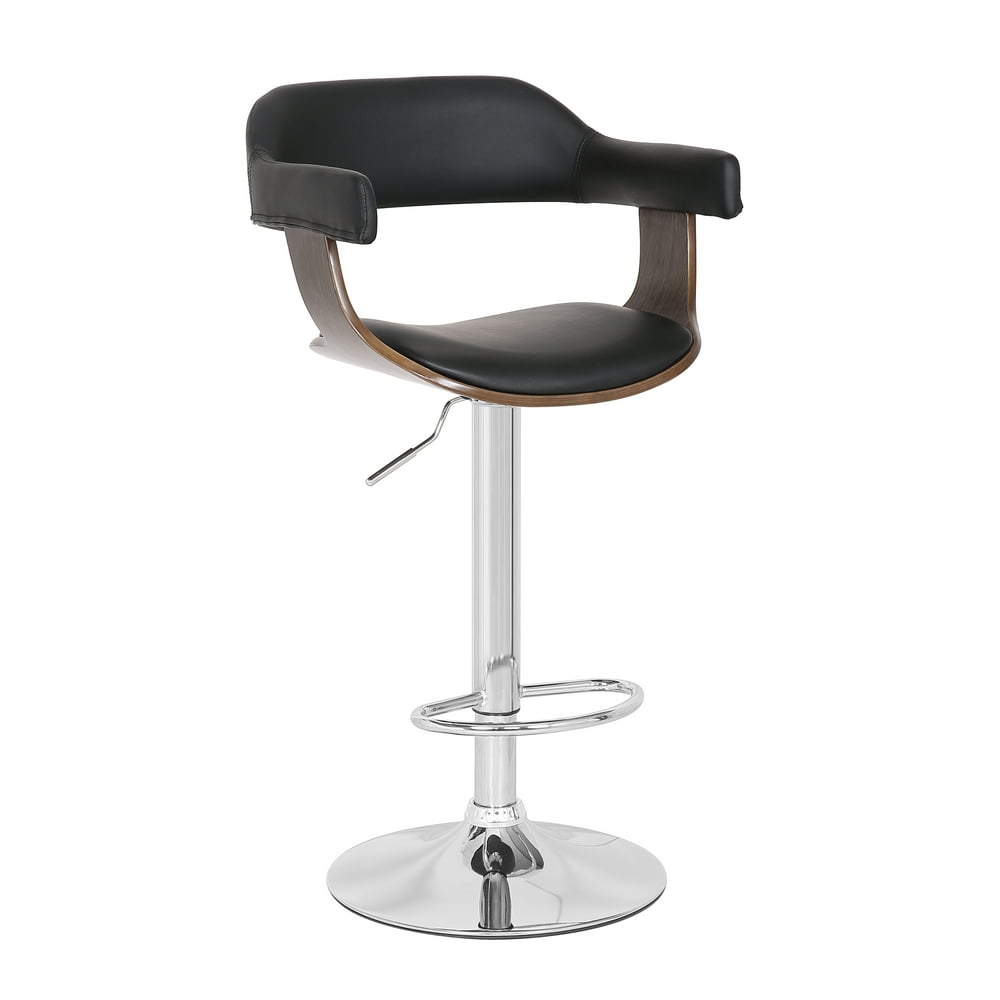 Contemporary Swivel Adjustable Barstool with Padded Armrests, Weathered ...